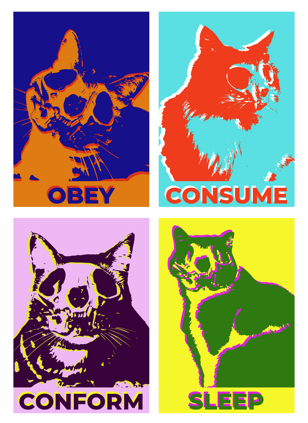 They Live Obey Cat T-Shirt - Cat Bandit | Cat Shirts Sponsoring Rescue Cats