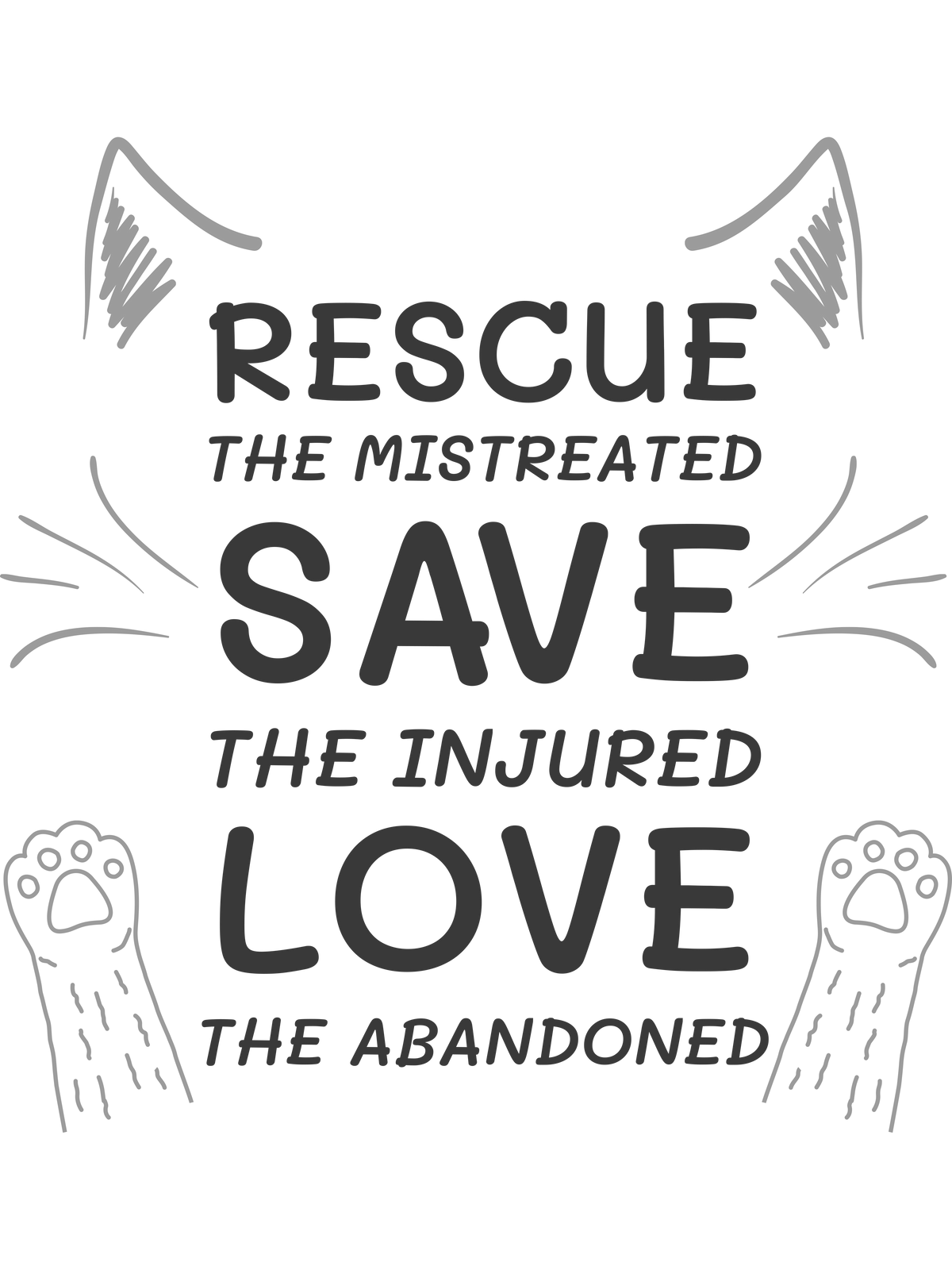 Rescue, Save, Love Cats T-Shirt - Cat Bandit | Cat Shirts Sponsoring ...
