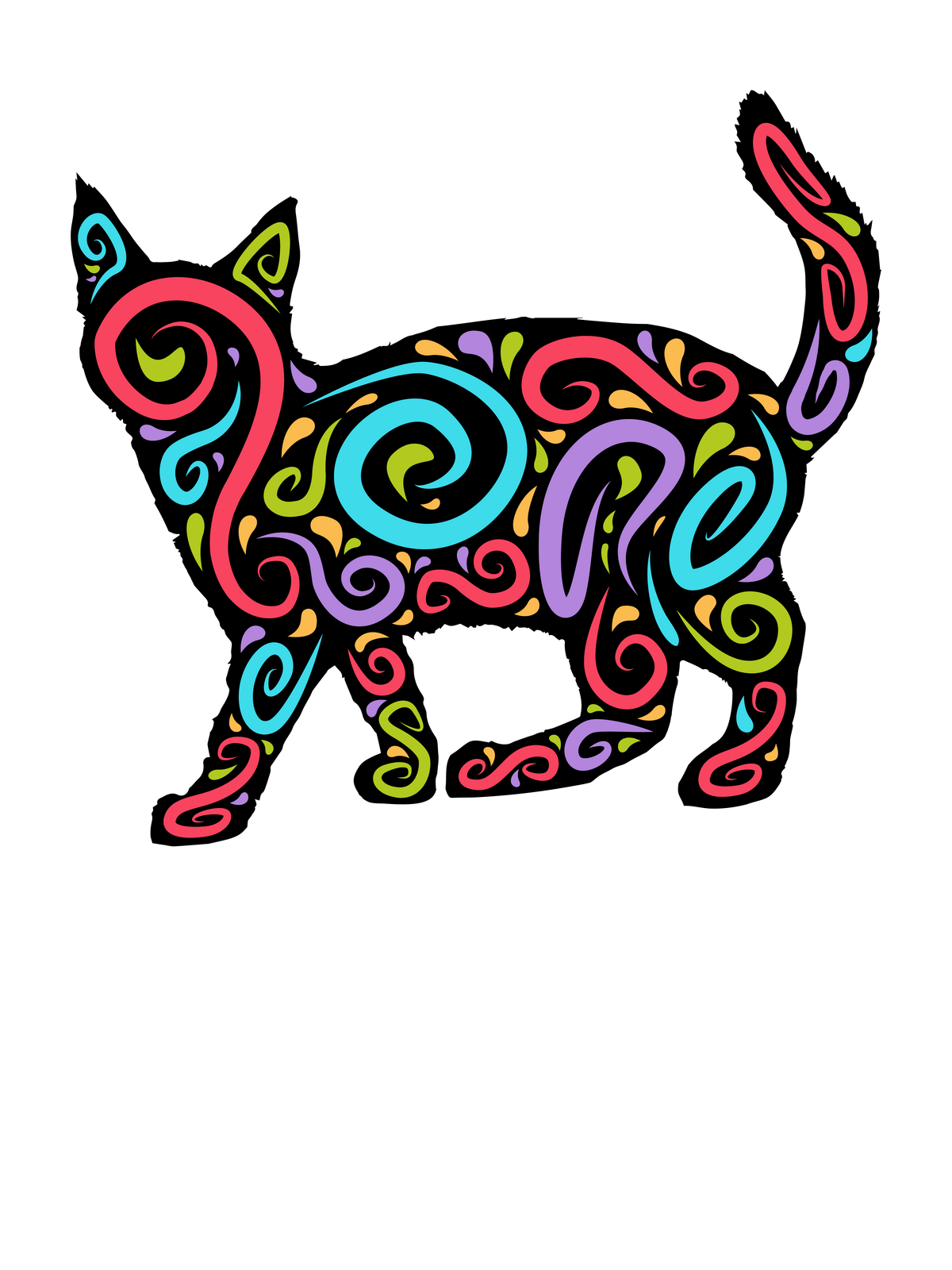 Color Swirl Cat T-Shirt - Cat Bandit | Cat Shirts Sponsoring Rescue Cats